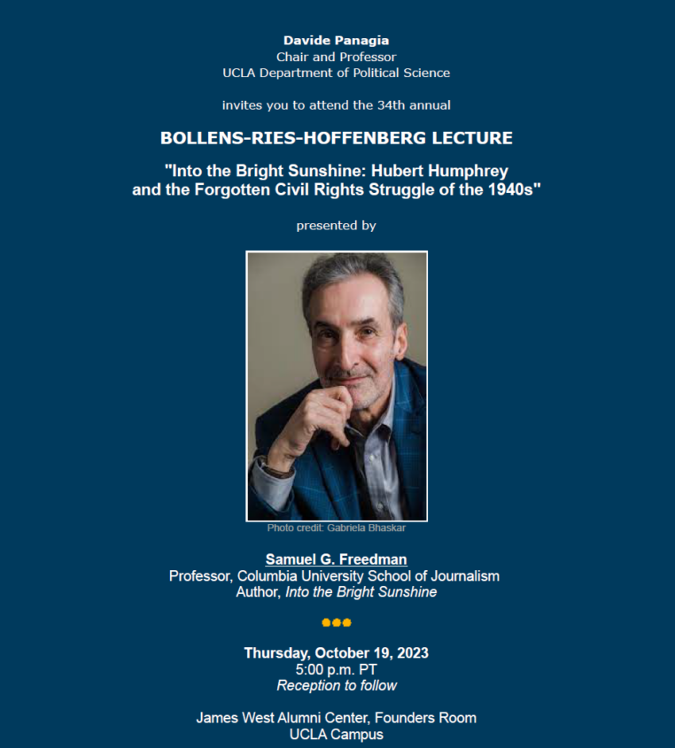 34th Bollens-Ries-Hoffenberg Lecture - UCLA Political Science